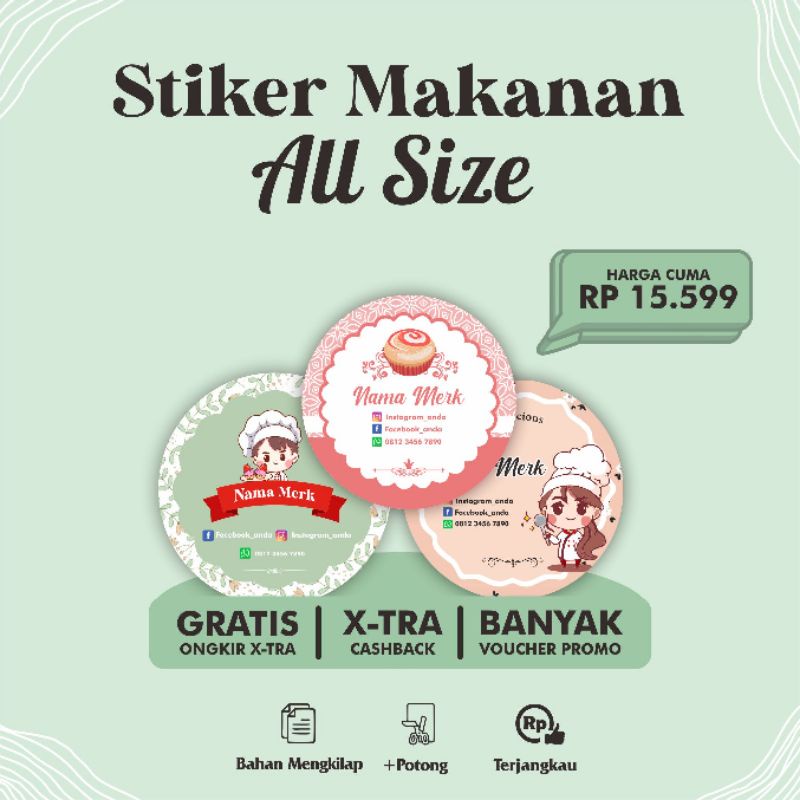 Jual Cetak stiker label makanan,jajanan,snack,kue semua ukuran all ...