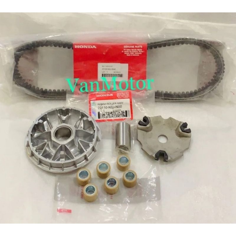 Jual PAKET CVT GENIO BEAT NEW 2021 LED HONDA KOJ 1SET VANBELT RUMAH ROLLER SET SESUAI FOTO ...