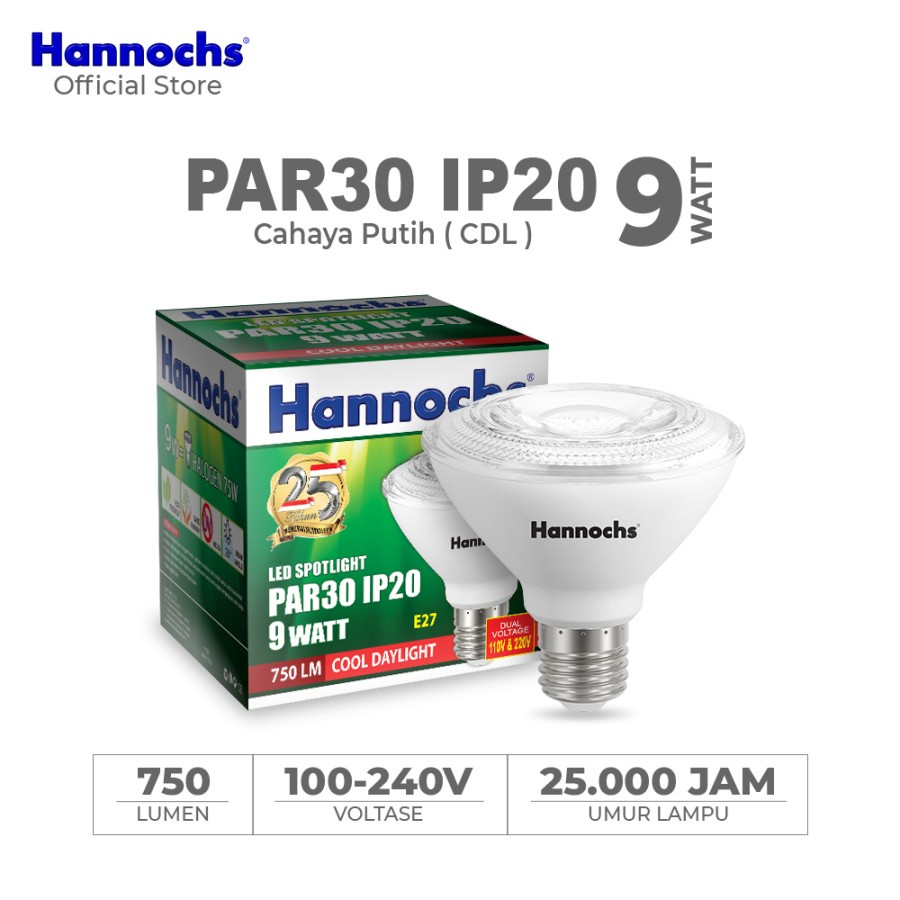 Jual Lampu LED Spotlight PAR 30 PAR30 HANNOCHS 9w 9 Watt NYOROT OUTDOOR ...