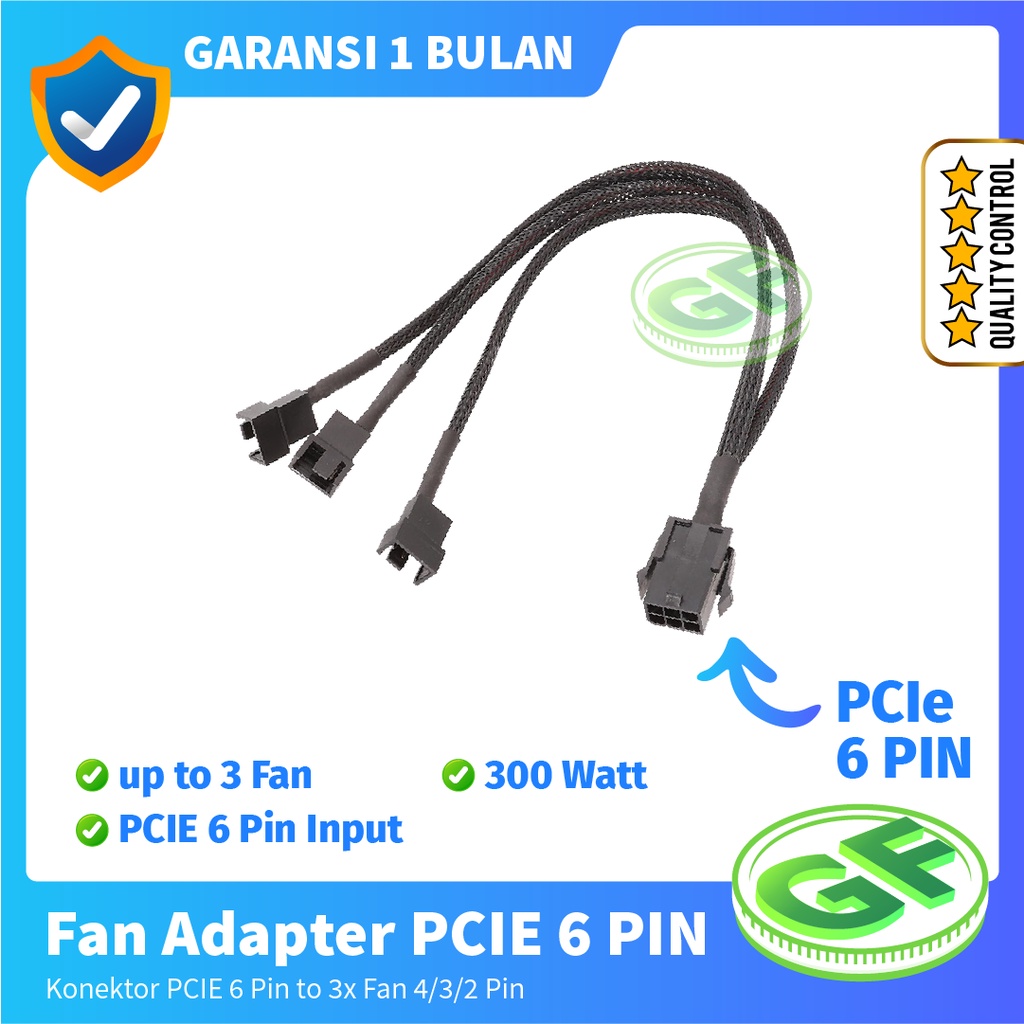 Jual Adapter Fan Splitter PCIe 6 Pin to 3 Fan (3 x 4 pin) ⚡ Konektor ...