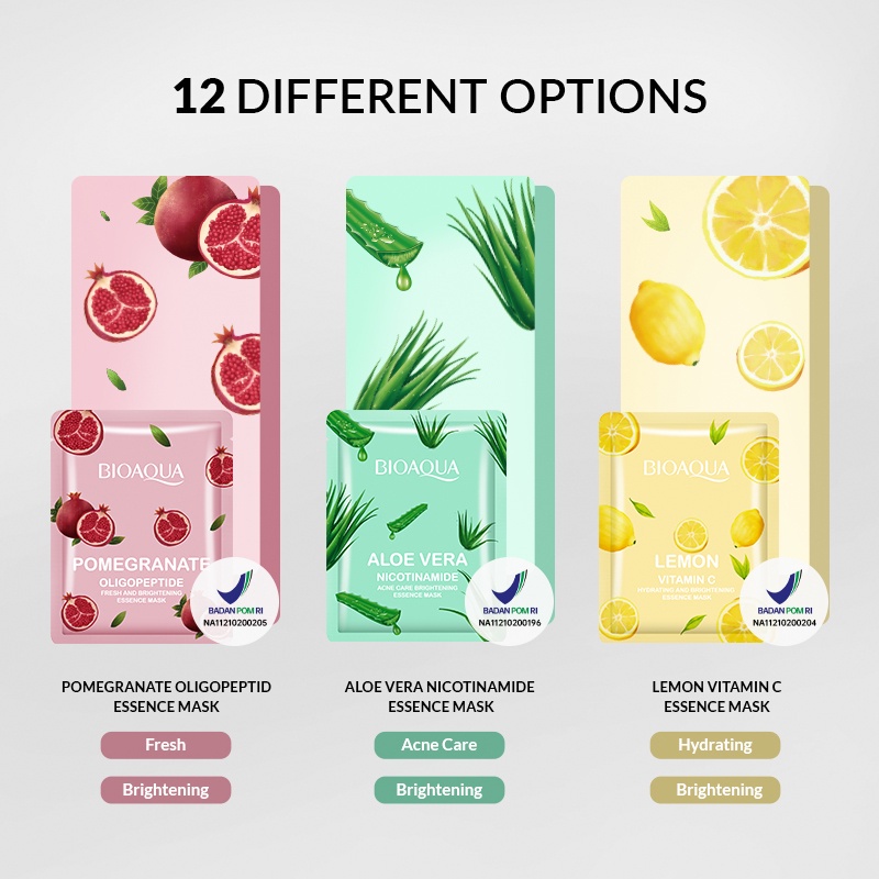 Jual FLEURI 【BPOM】BIOAQUA sheet mask Hydrating Essence face Mask Brightening Moisturizing skin ...