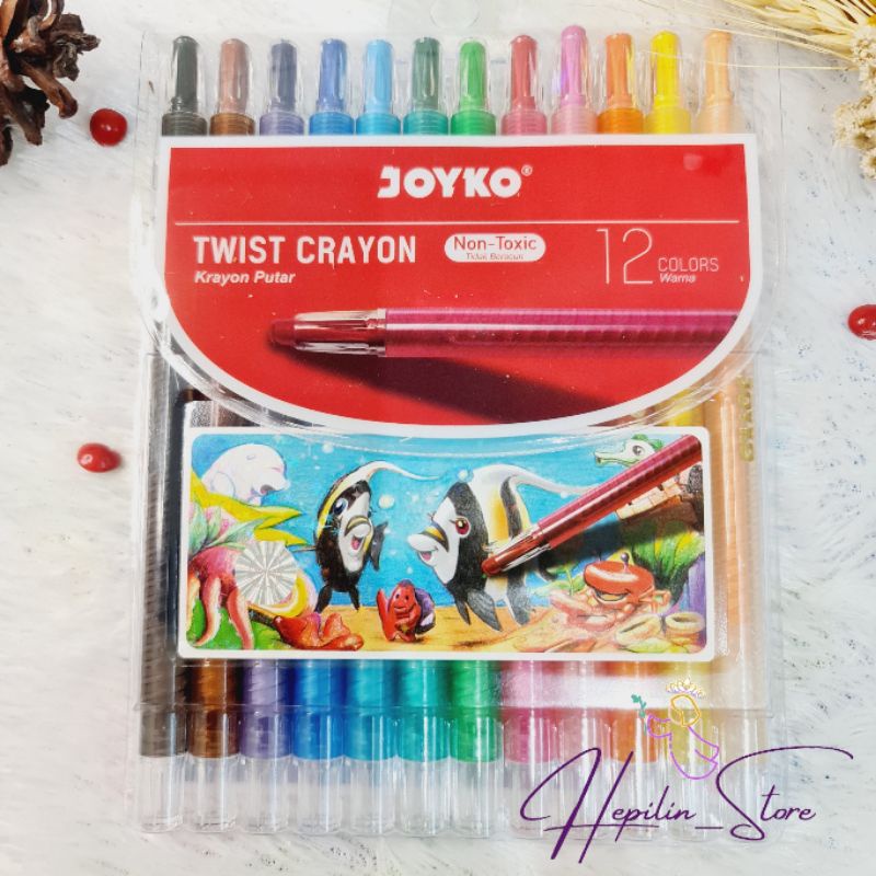 Jual CRAYON PUTAR JOYKO 12 Warna atau 24 Warna / Crayon Putar Panjang ...