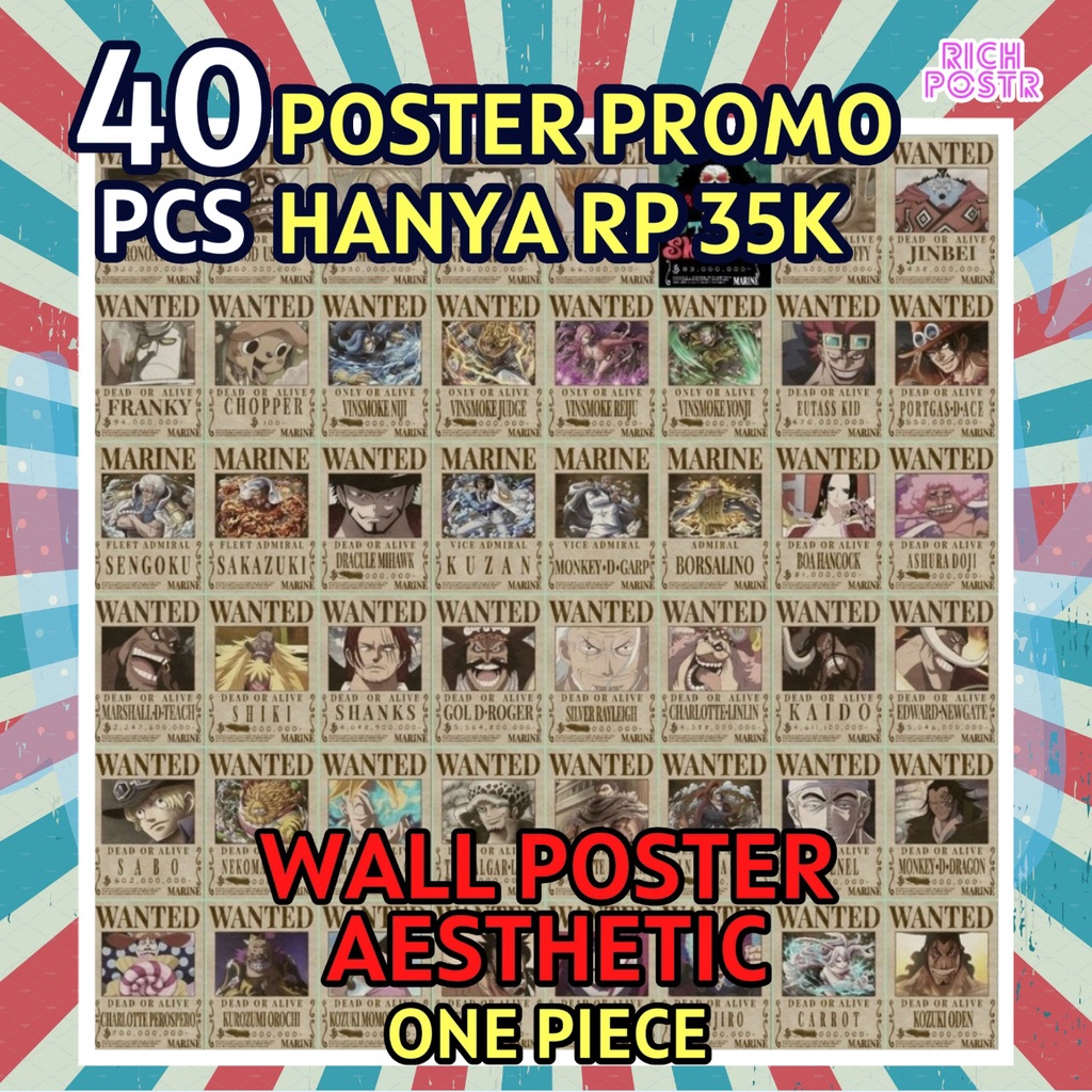 Jual Poster ONE PIECE WANTED buronan | Poster dinding Anime | One Piece ...