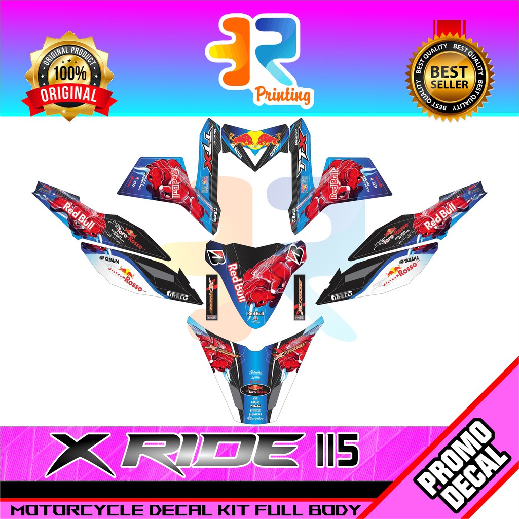 Jual STIKER DECAL STRIPING MOTOR X RIDE 115 FULL BRANDING-BIRU RED BULL ...