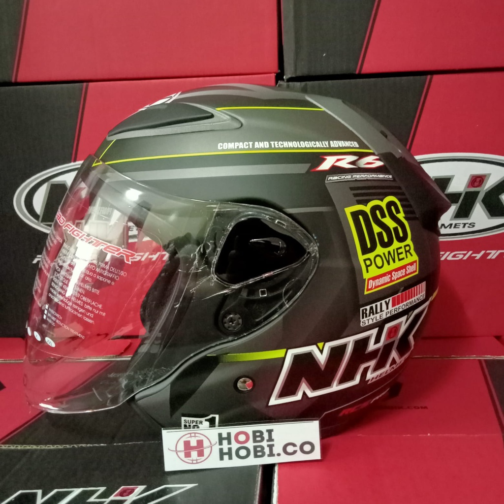 Jual HELM NHK R6 RALLY 02 BLACK DOFF SILVER HALF FACE | Shopee Indonesia