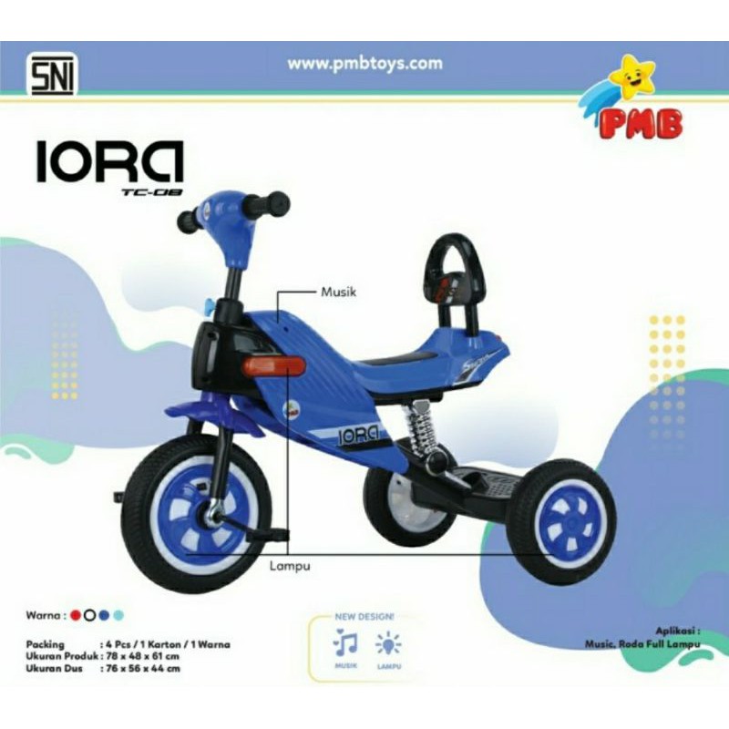 Jual Sepeda Anak Roda Tiga PMB TC08 Ban Menyala TC 08 Full Shock TC-08 ...