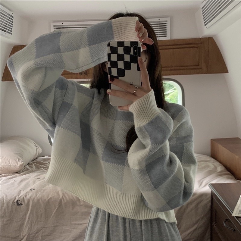 Jual storedelune - Lozy Grid Sweater (Import Quality) | Shopee Indonesia