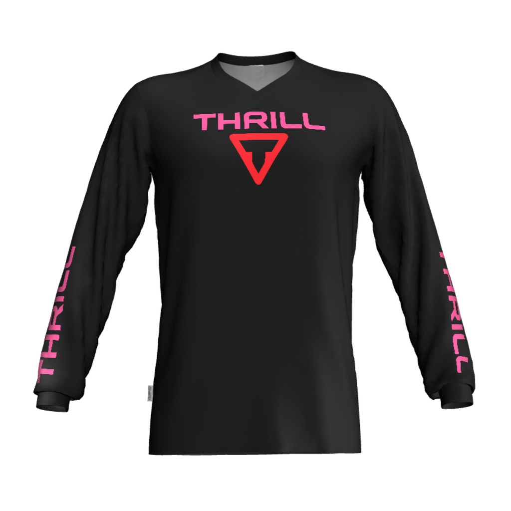Jual Jersey Sepeda Gowes dan Trail THRILL Hitam List Pink Neon | Shopee ...