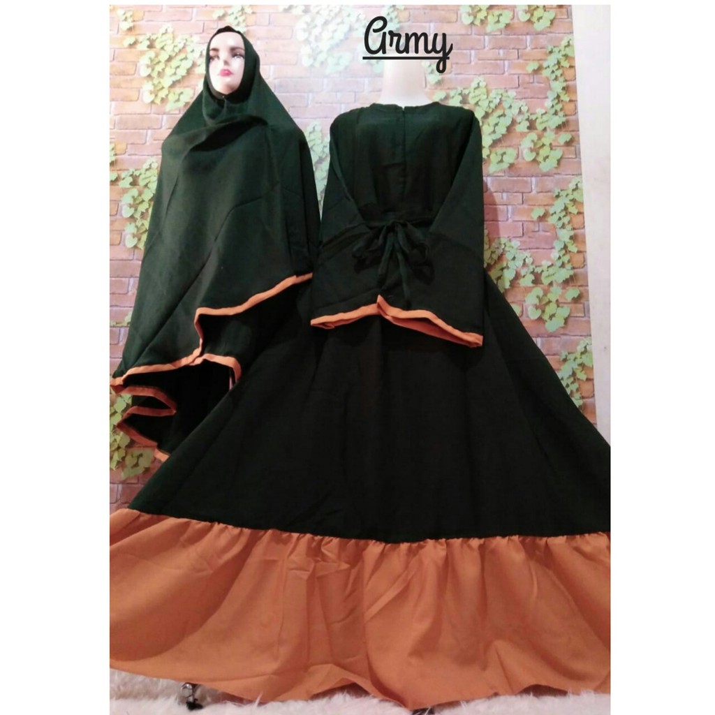 Jual gamis set khimar wollycrepe mosscrepe syari busana muslim baju wanita putih haji umroh ...