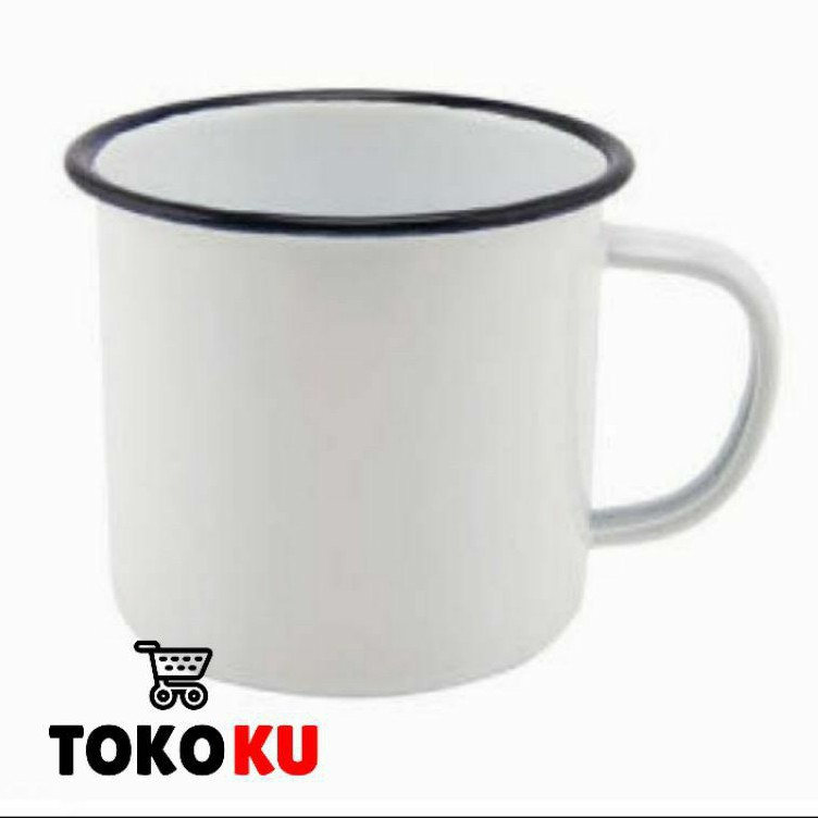 Jual 6 PCS CANGKIR GELAS MUG JADUL SENG ENAMEL KALENG PANCI PUTIH POLOS ...