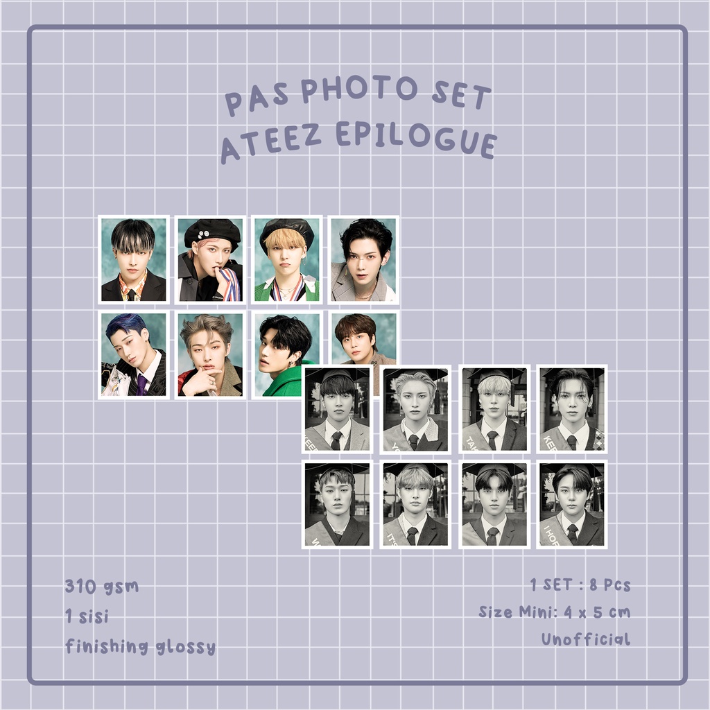 Jual Pas Foto Ateez I Ateez ID School Pas Photo Unofficial | Shopee ...