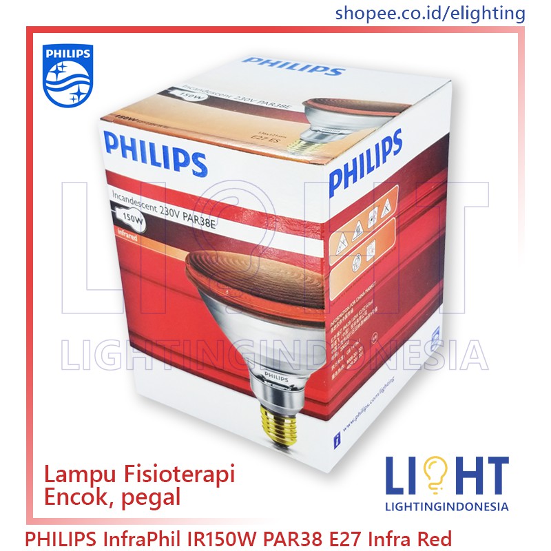 Jual Lampu Infrared PHILIPS InfraPhil PAR38 IR 150W E27 230V RED 1CT/12 ...