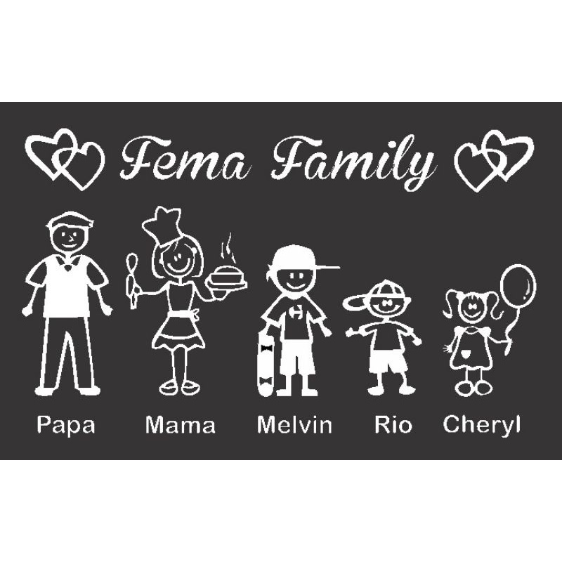 Jual stiker mobil happy family bisa request nama / cutting stiker ...