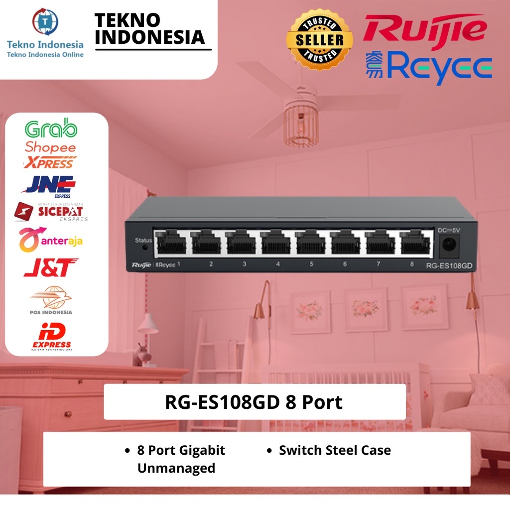 Jual Ruijie Reyee RG-ES108GD 8 Port Gigabit Unmanaged Switch Steel Case ...