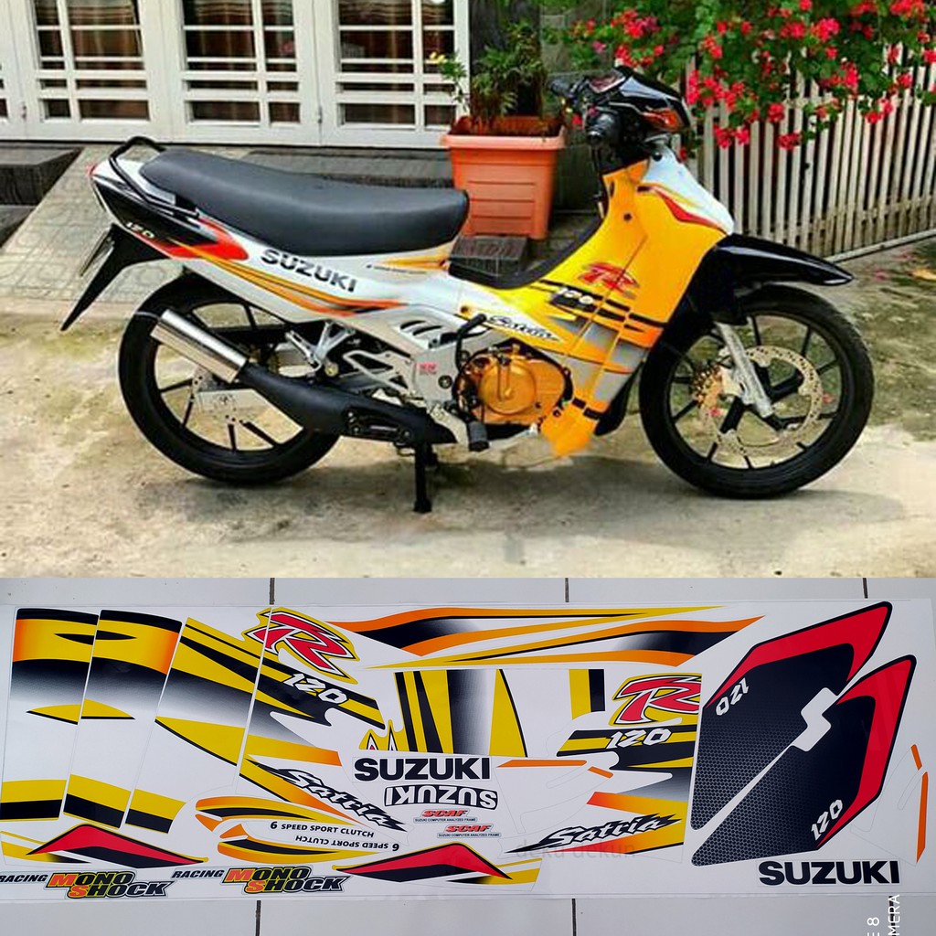 Jual Striping Satria Lumba 2Tak Variasi Kuning Putih Stiker Tahan ...