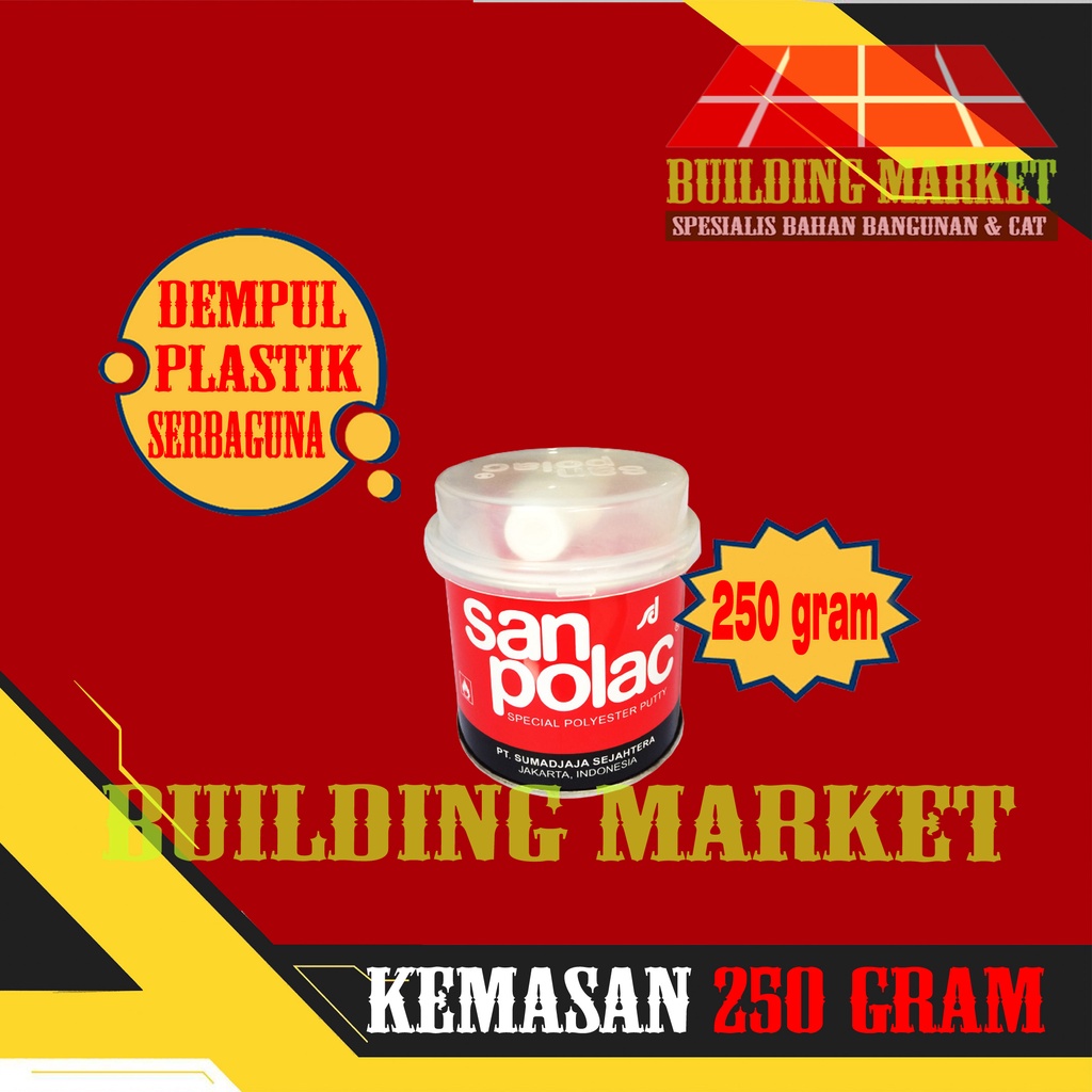 Jual DEMPUL BESI SANPOLAC SAN POLAC + HARDENER POLYESTER PUTTY 250 GRAM ...