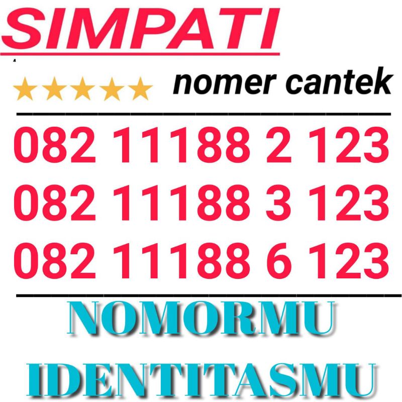 Jual KARTU PERDANA NOMOR CANTIK SIMPATI TELKOMSEL 4G 11188 x 123 | Shopee Indonesia