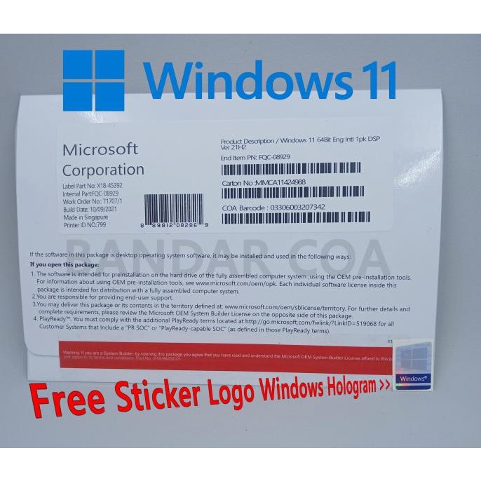 Jual Microsoft Window 11 Pro - Full Pack Original 64 Bit Termurah ...