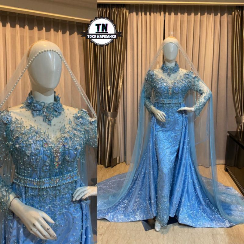 Jual kebaya akad berekor bisa dua model ekor lepas pasang | dress ...