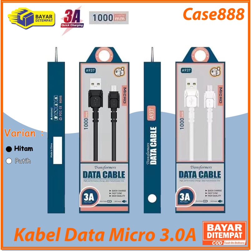 Jual Kabel Data Micro 3.0A Quick Charging Tipe A937 Desain Trasnformer ...