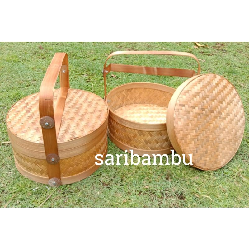 Jual rantang bambu 25cm/rantang bambu bulat/hampers bambu/kotak bambu ...