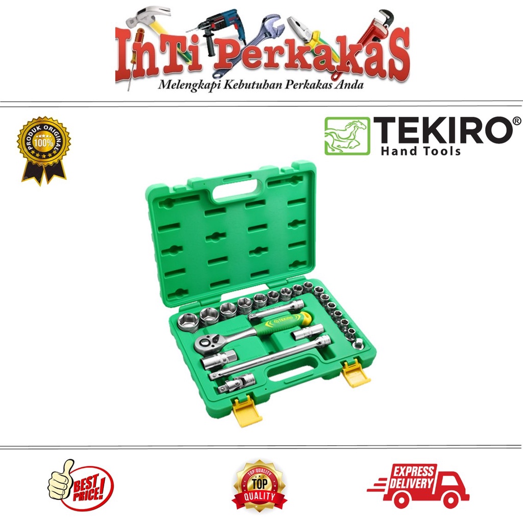 Jual TOOL KIT SET 22PCS TEKIRO 1/2 INCH SOCKET SET 6 PT 12 PT BOX PLASTIK 22 PCS / KUNCI SOCK ...