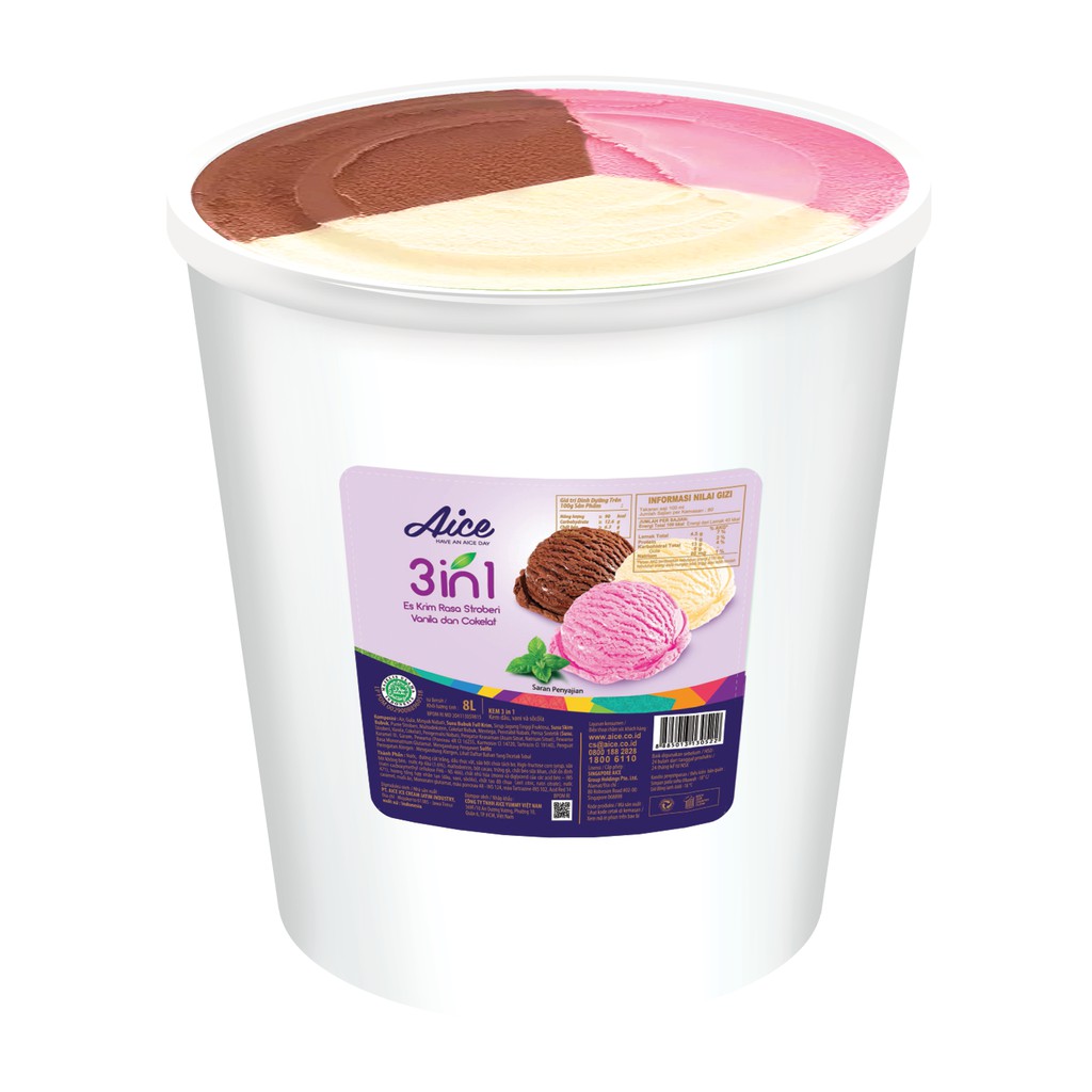 Jual AICE 3 in 1 Bucket 8 Liter Ice Cream Es Krim 3in1 Ember 8L Eskrim | Shopee Indonesia