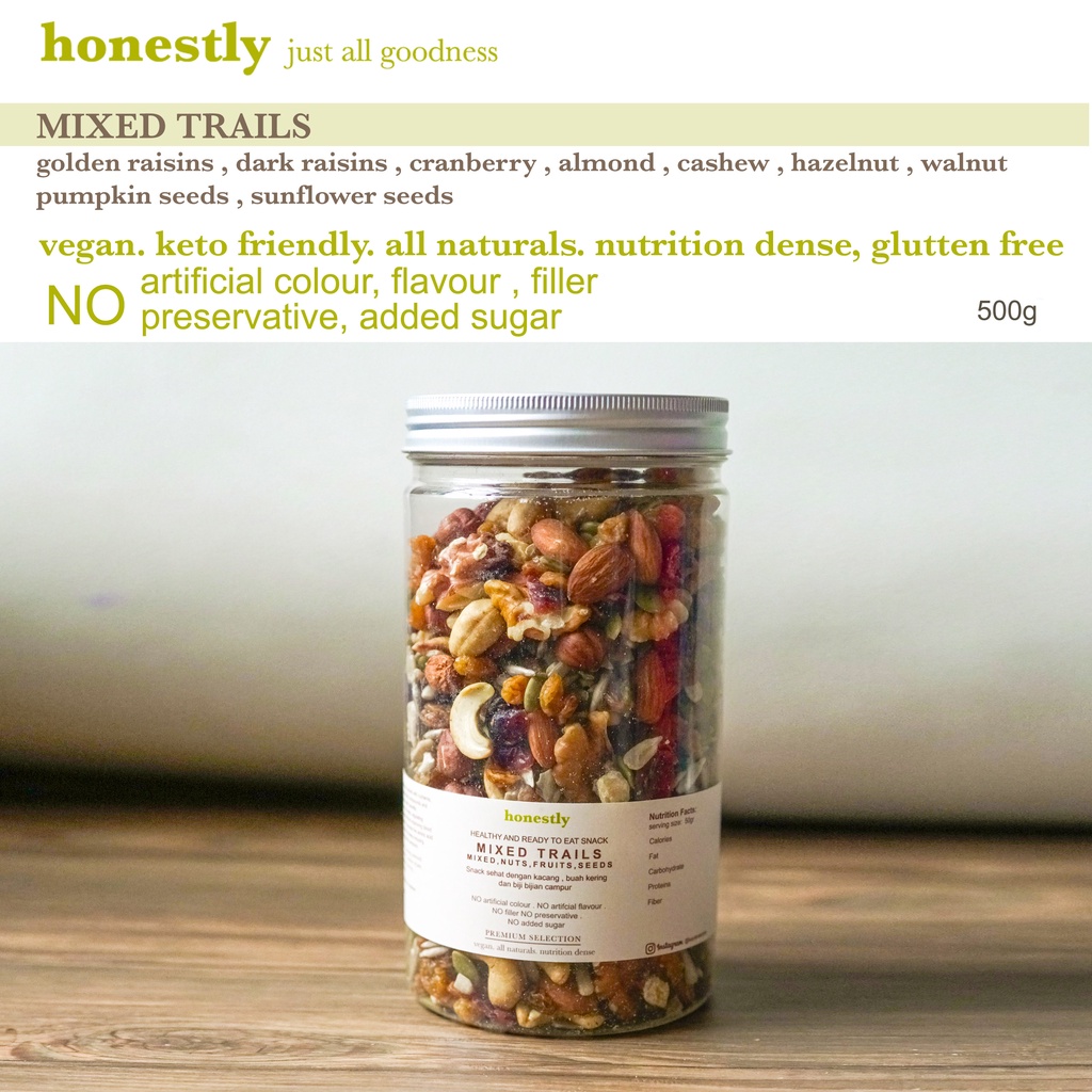 Jual TRAIL MIXED , mix roasted nuts fruits seeds , mix kacang bijian ...