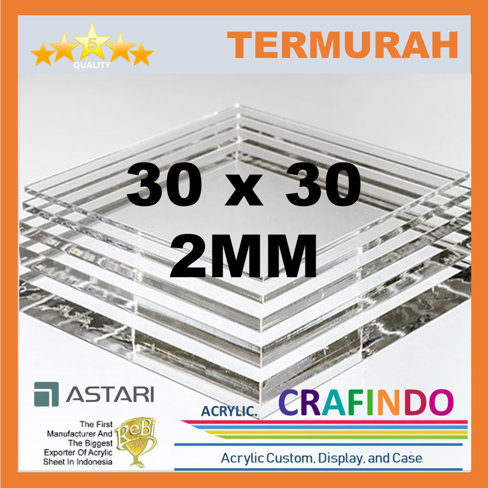 Jual Akrilik lembar 30 x 30 ukuran tebal 2 mm bening acrylic sheet ...