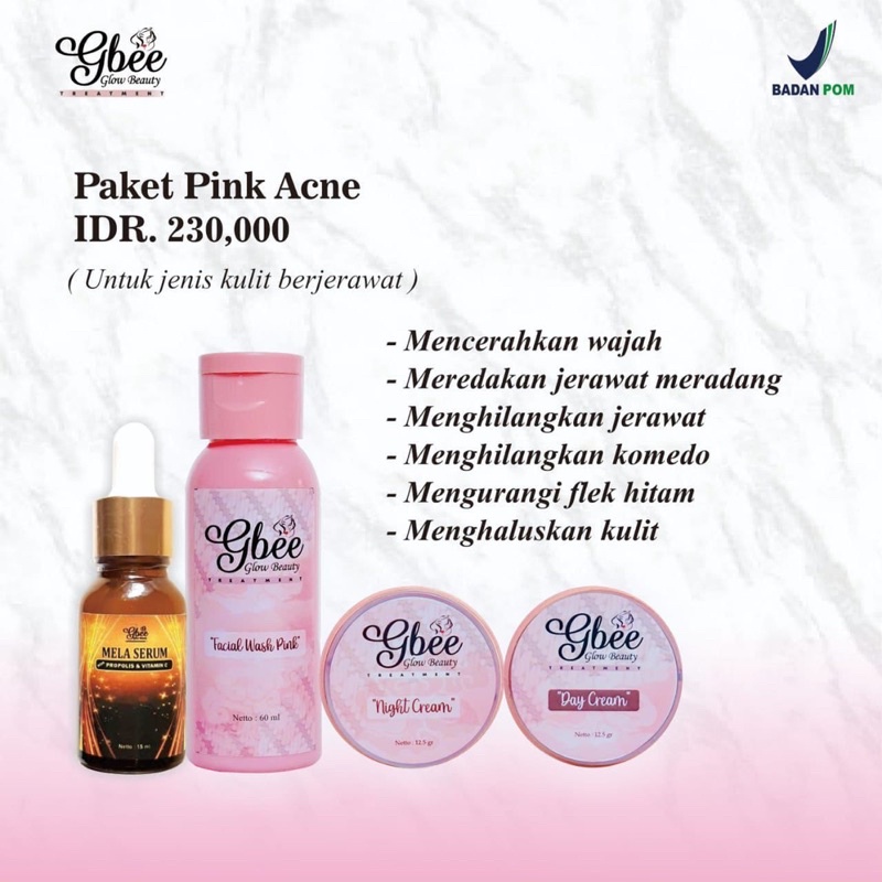 Jual Gbee GLOW BEAUTY SKINCARE (paket pink acne) | Shopee Indonesia