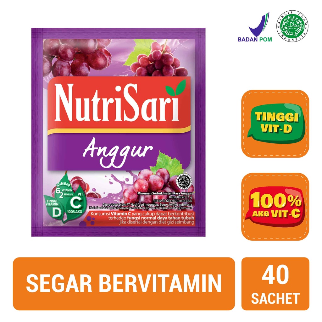 Jual NutriSari Anggur 40 Sachet - Minuman Buah Vitamin C Vitamin D ...