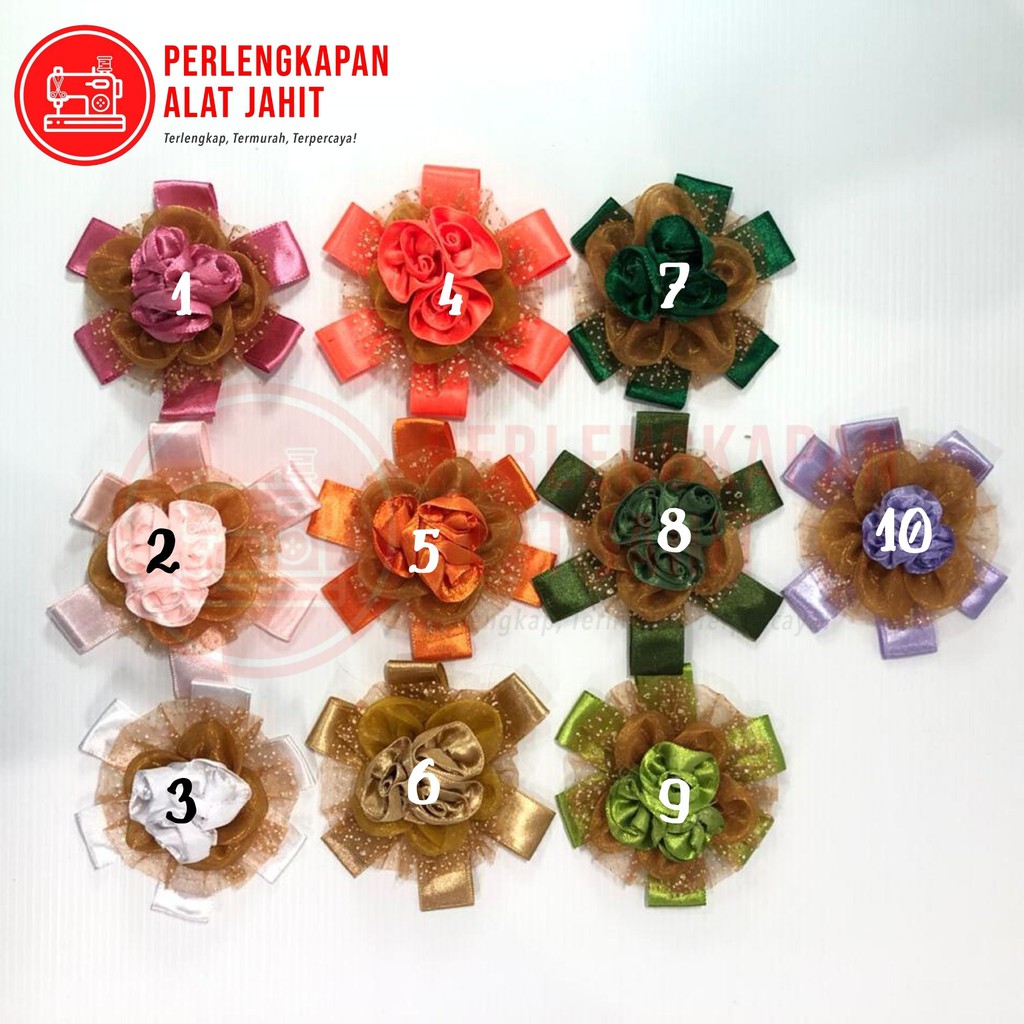 Jual Bunga Satin Organdi Dot, Aplikasi bunga, Aplikasi Baju, Aplikasi ...