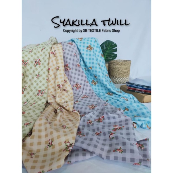 Jual Kain Syakilla Kotak Bunga per 50cm | Shopee Indonesia