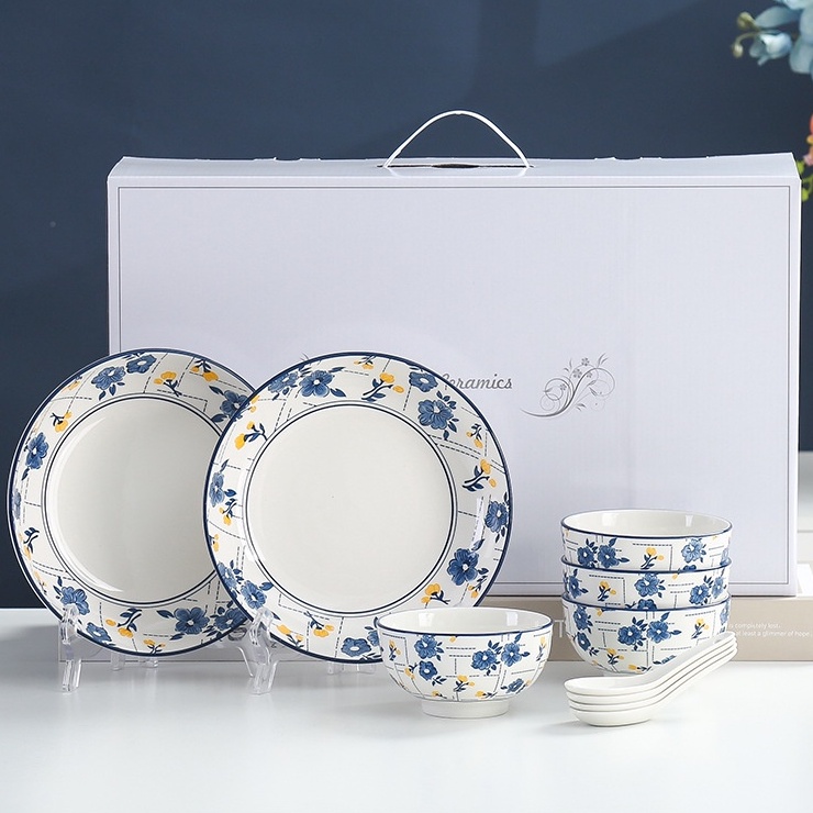 Jual PIRING MANGKOK KERAMIK SET MOTIF FREE DUS PIRING SOUVENIR KADO ...