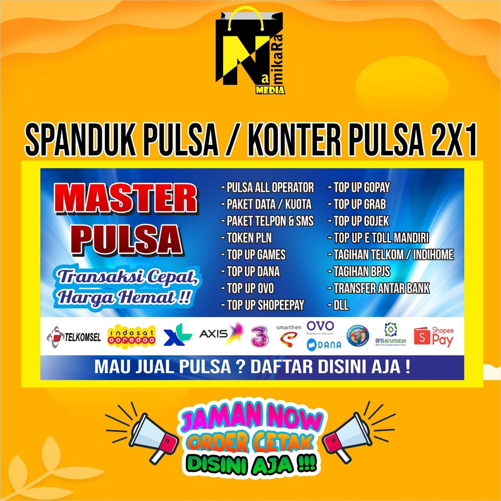Jual Cetak Spanduk Banner Backdrop Konter Pulsa 2x1 / Banner Konter Cellular Viral / Spanduk ...