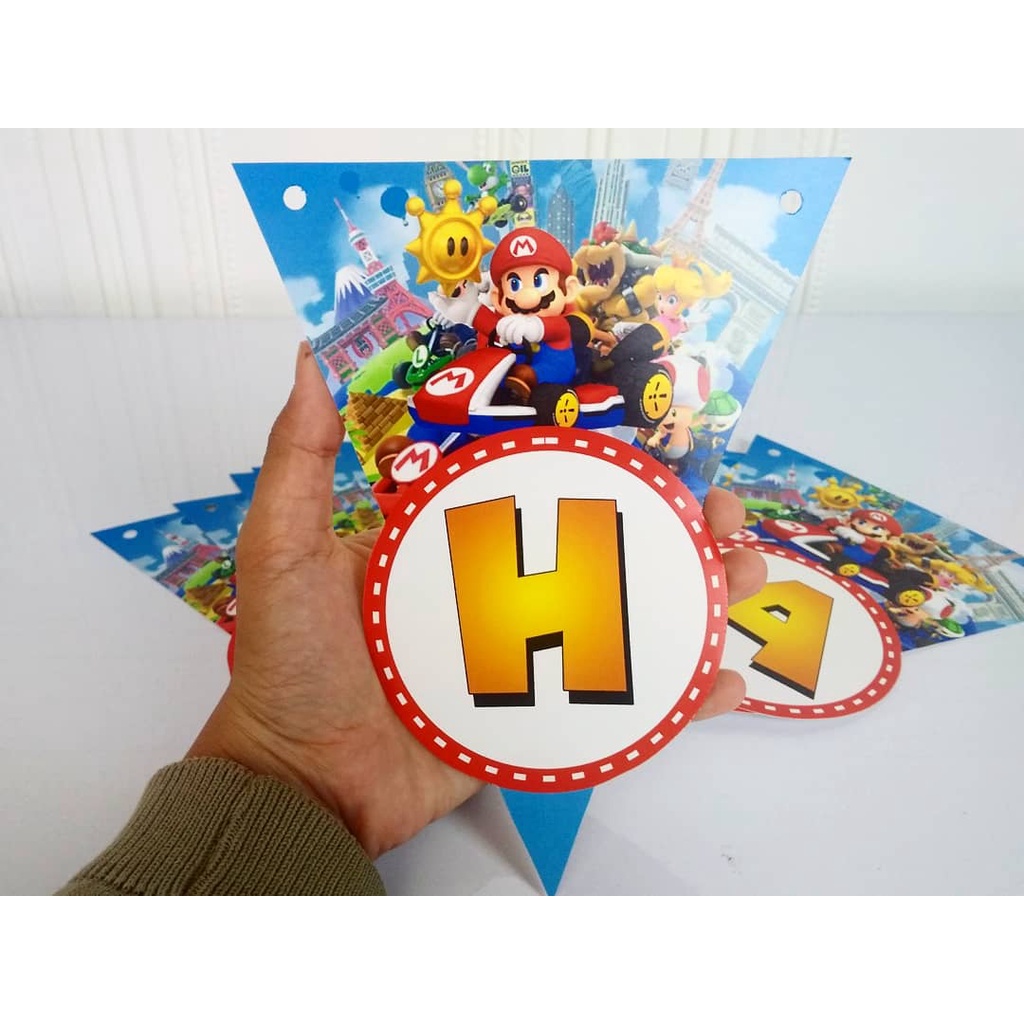 Jual bunting flag mario bross / bendera ulang tahun mario bross ...
