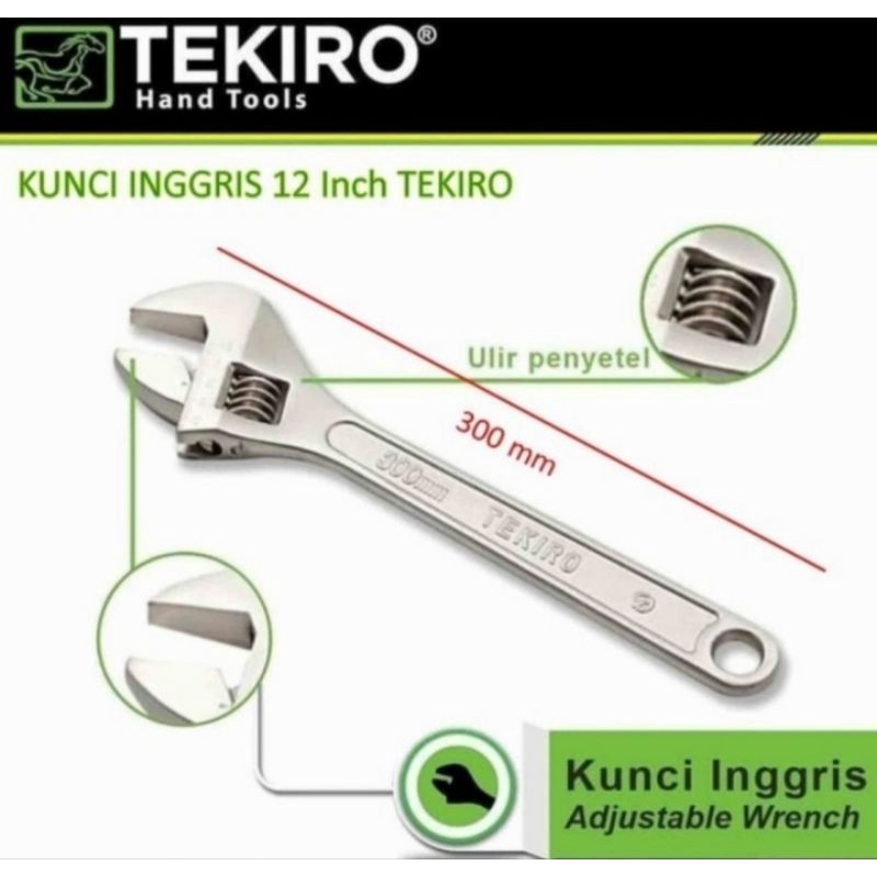 Jual Tekiro Kunci Inggris 12 Inch Adjustable Wrench WR-AD1962 | Shopee ...
