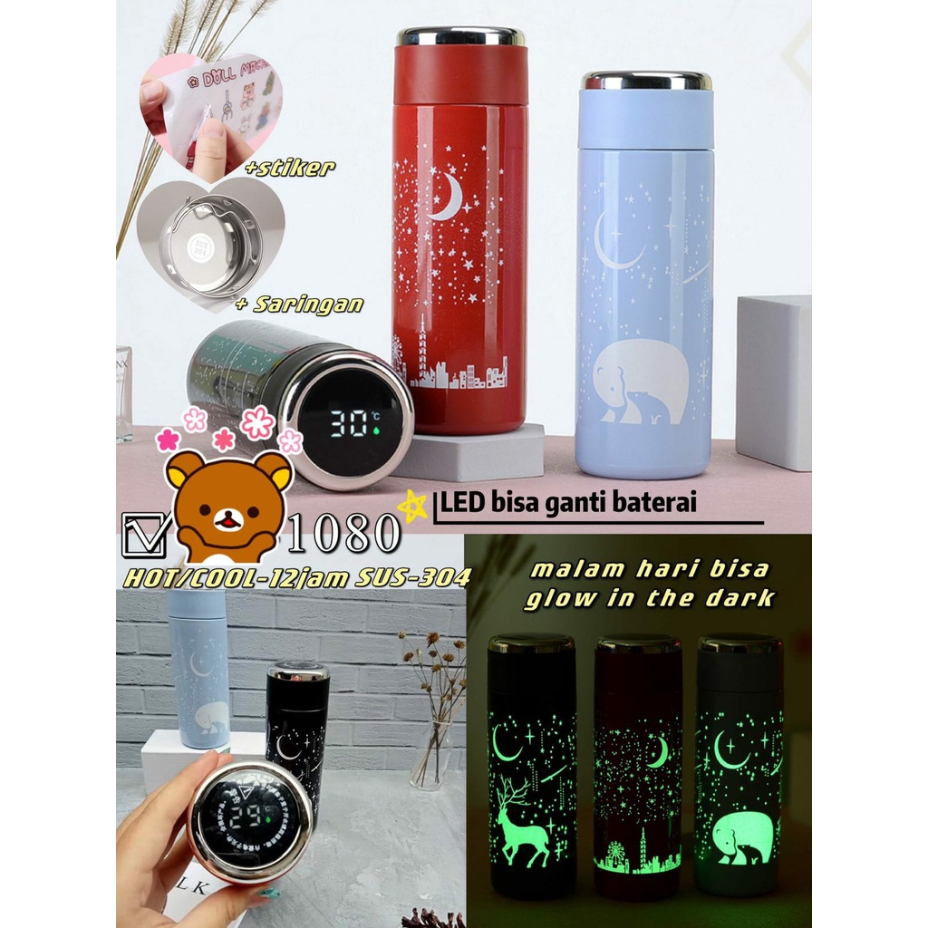 Jual Termos LED Display Suhu Stainless Steel Glow In The Dark 420ml ...