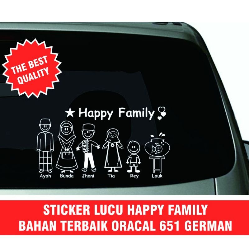 Jual STIKER MOBIL HAPPY FAMILY LUCU / Stiker Keluarga Warna-Warn stiker ...
