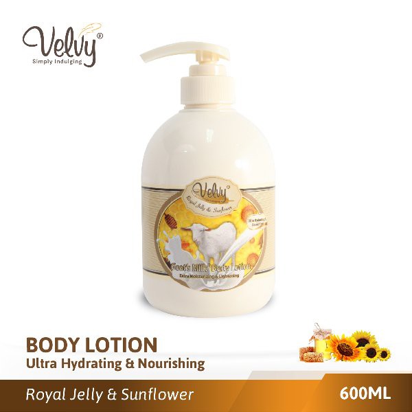 Jual VELVY Goats Milk Body Lotion Royal Jelly & Sunflower 600 ML ...