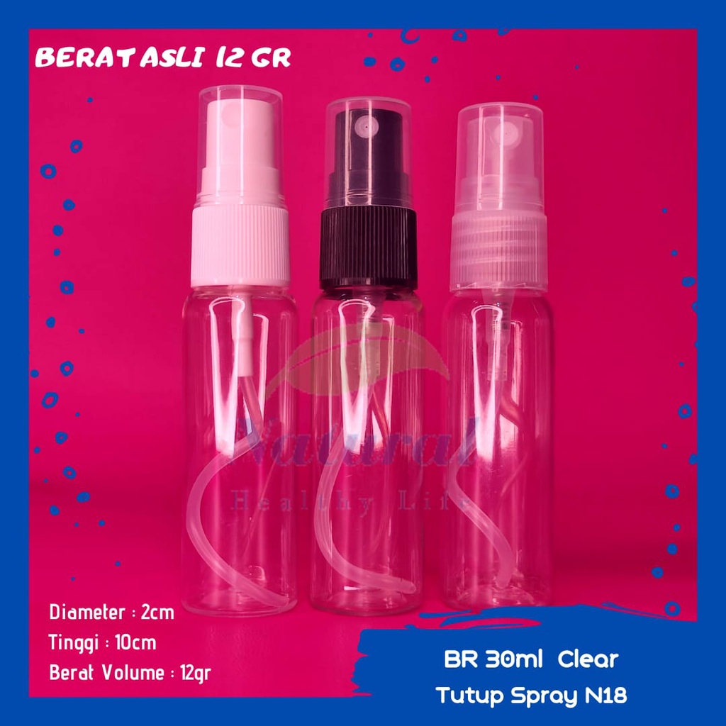 Jual Botol Spray 30ml Natural Tutup Neck 18 Bahan PET | Shopee Indonesia