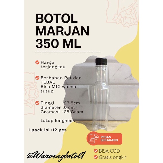 Jual botol marjan 350 ml /botol madu/ botol plastik/botol minuman ...