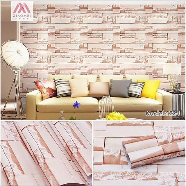 Jual Wallpaper sticker motif bata 3D coklat ukuran 45 cm x 10 meter ...