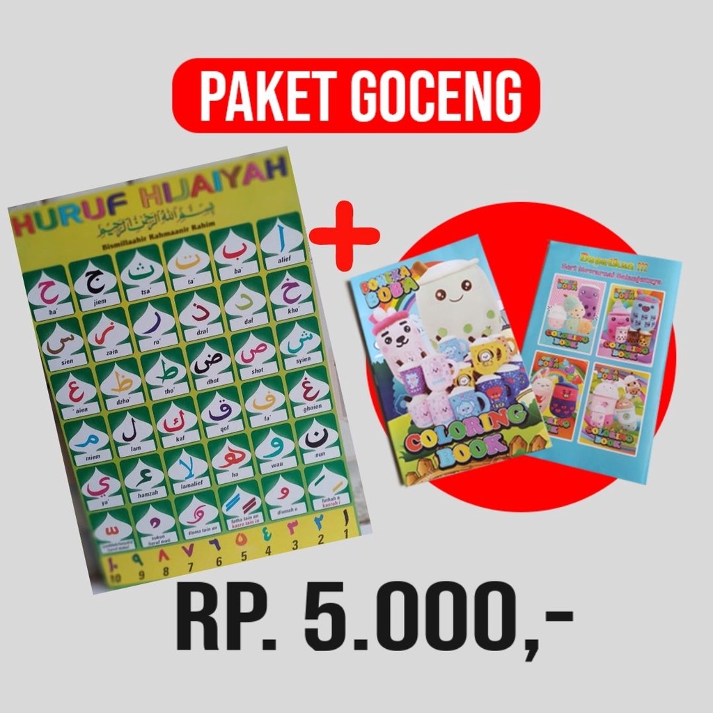 Jual Paket Goceng Mengenal Huruf Hijaiyah Dan Buku Mewarnai Boba ...