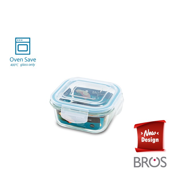 Jual BROS Oven Glass Square 500ML Food Container Click-In / Kotak Makan ...