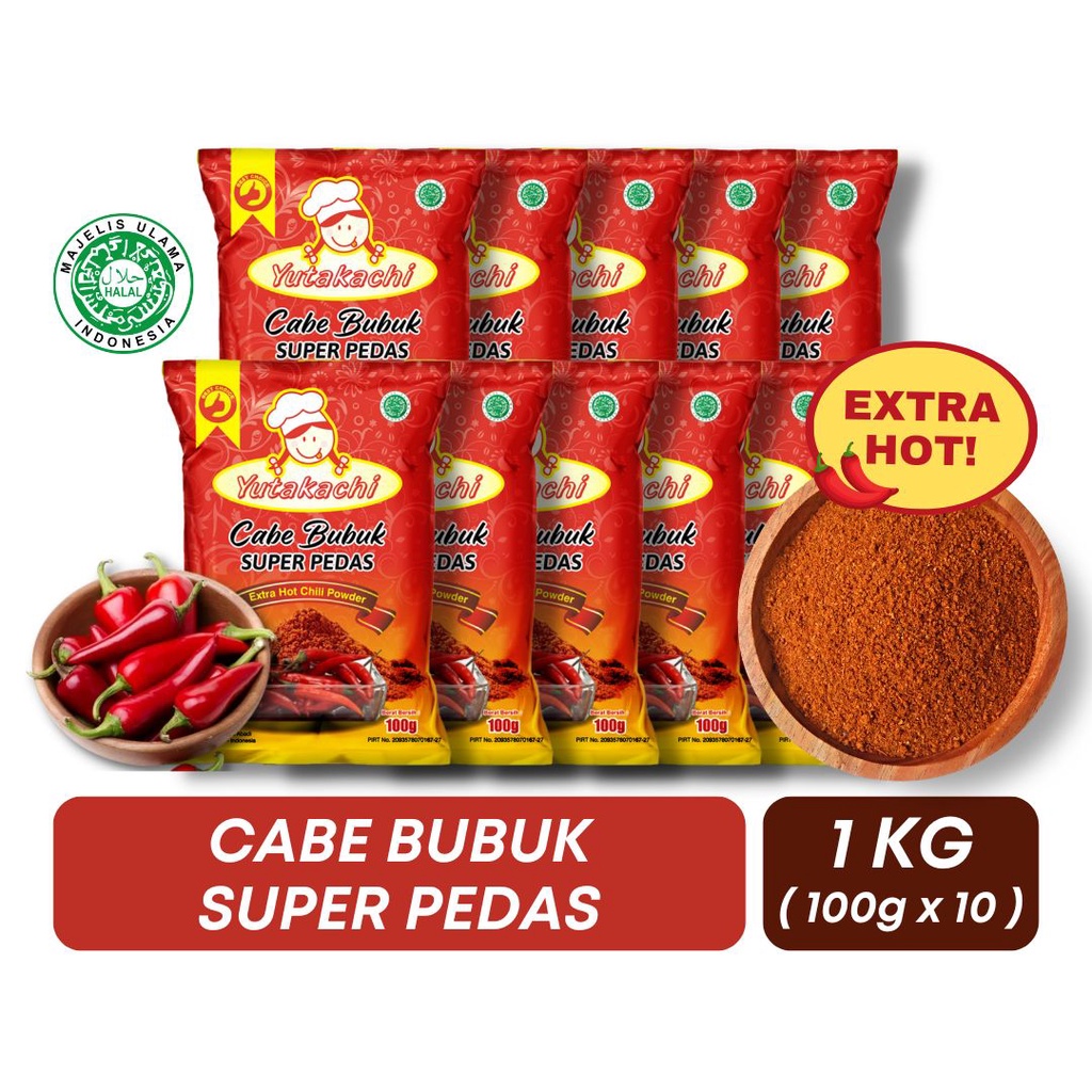 Jual [RENTENG] Cabe Bubuk Super Pedas uk 100 gr renteng isi 10 pcs ...
