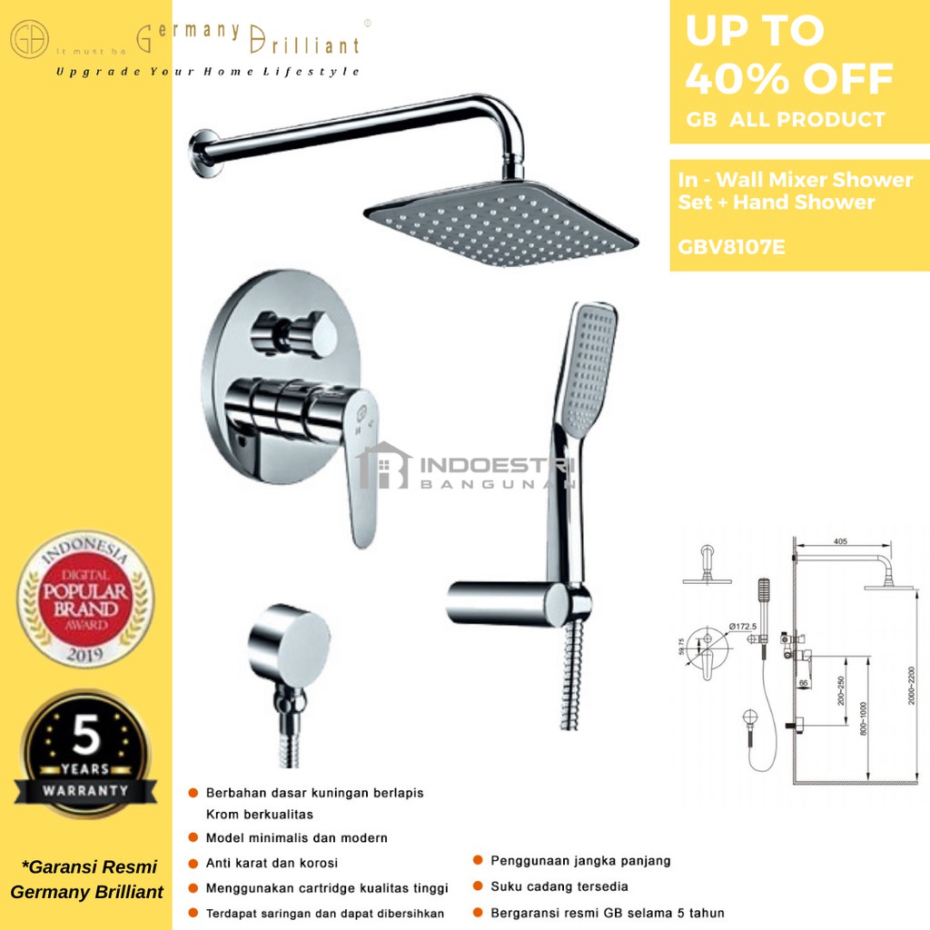 Jual Kran Tanam Mixer with Wall Shower & Hand Shower Germany Brilliant ...