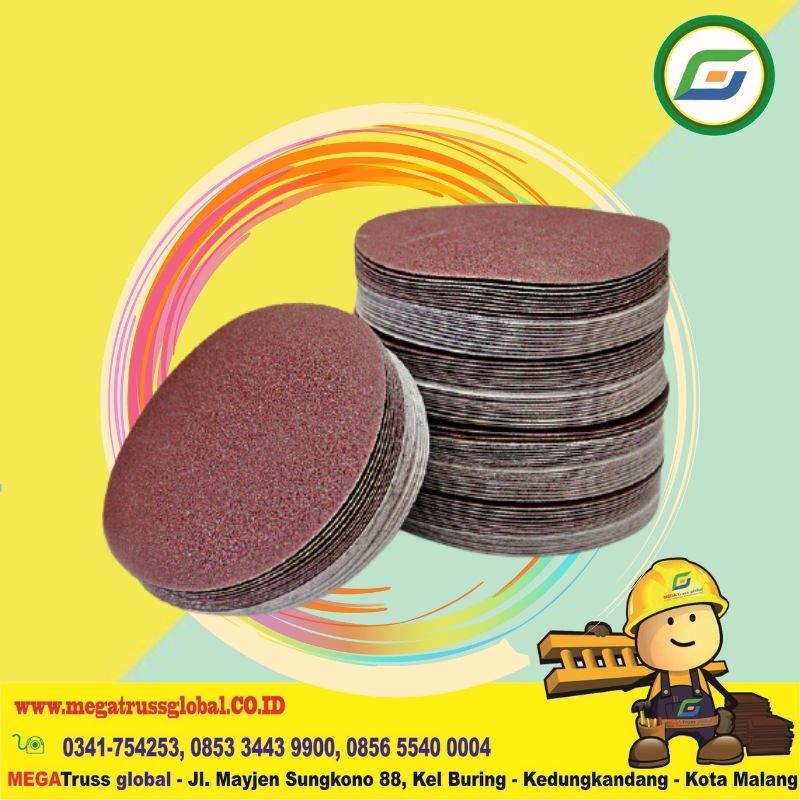 Jual Amplas bulat Velcro 4'' Grit 60, 80, 100, 120, 150, 180, 240, 400 ...