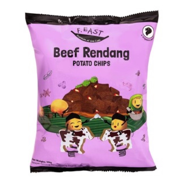 Jual FEAST BEEF RENDANG POTATO CHIP 70GRAM IMPORT SINGAPORE SNACK ...