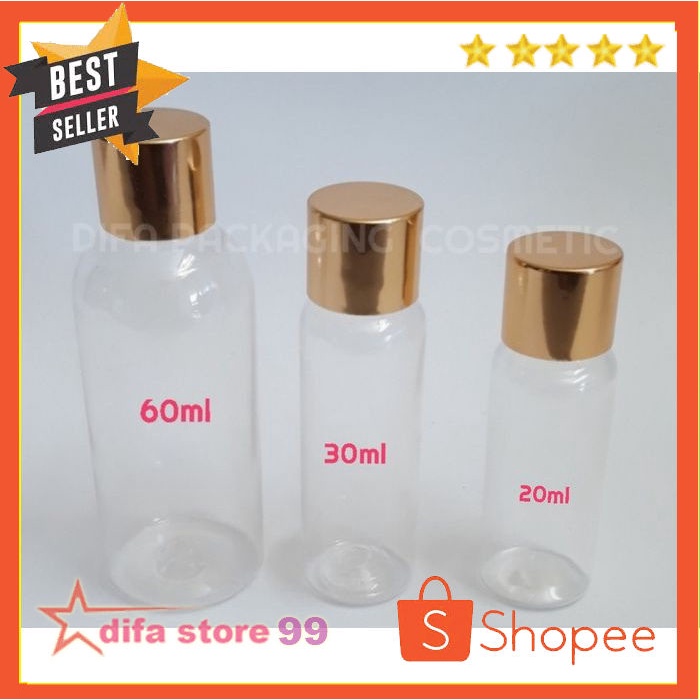 Jual Botol Plastik 30ml Tutup Chrom Gold Ulir [minimal 5pcs] ( Paket ...